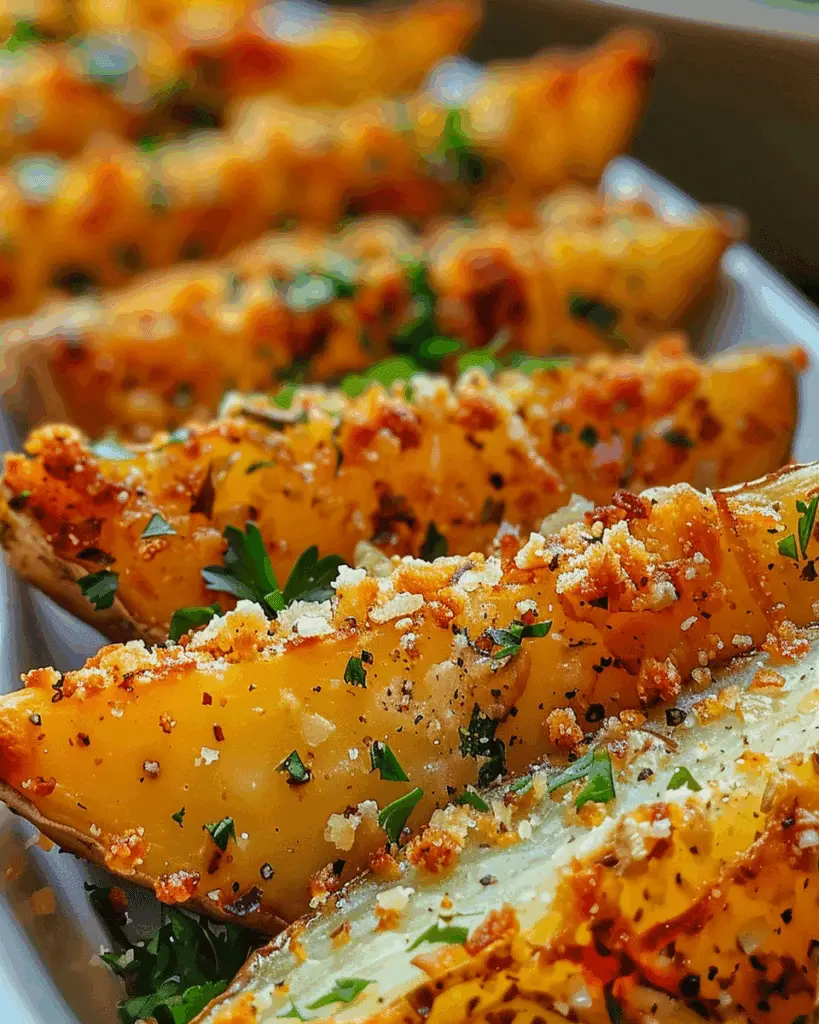 Baked Garlic Parmesan Potato Wedges | Sophia's Plate